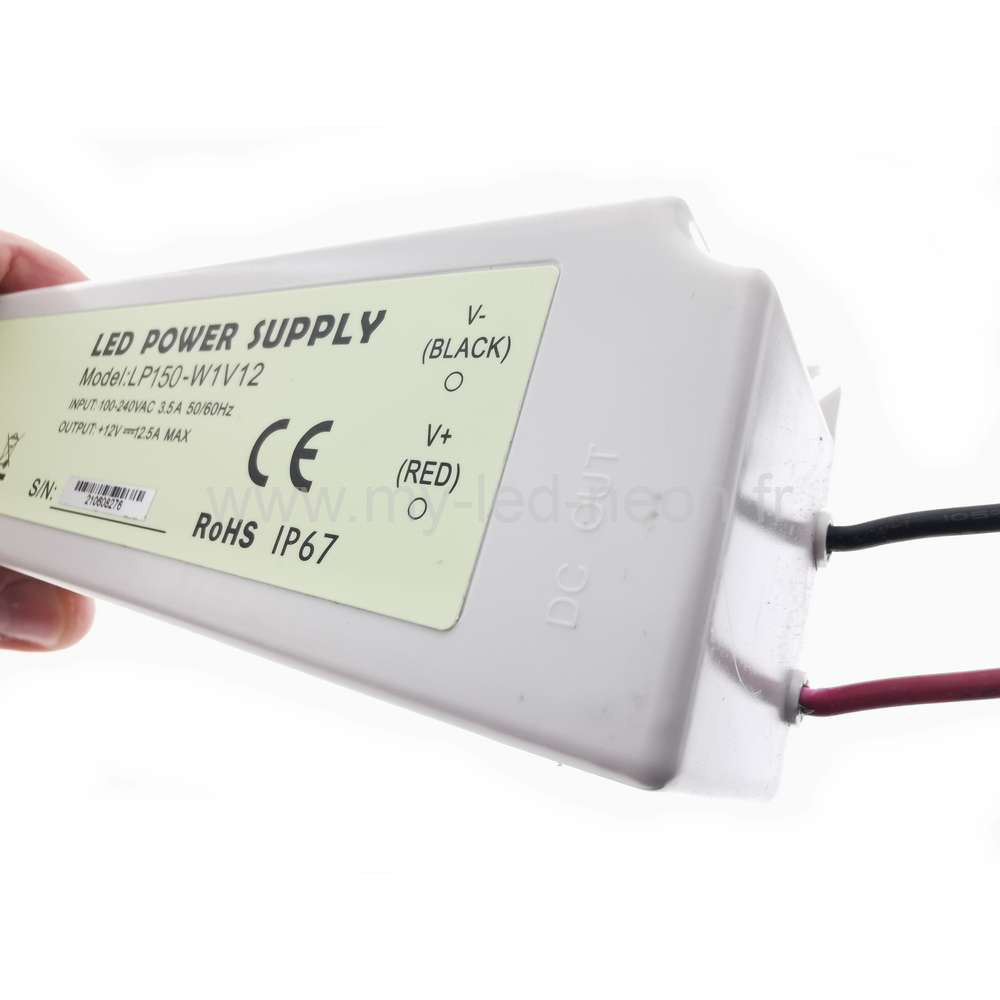 bloc alimentation 150w 12v 12A étanche slim