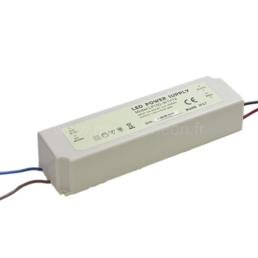 bloc alimentation 150w 12v 12A étanche slim
